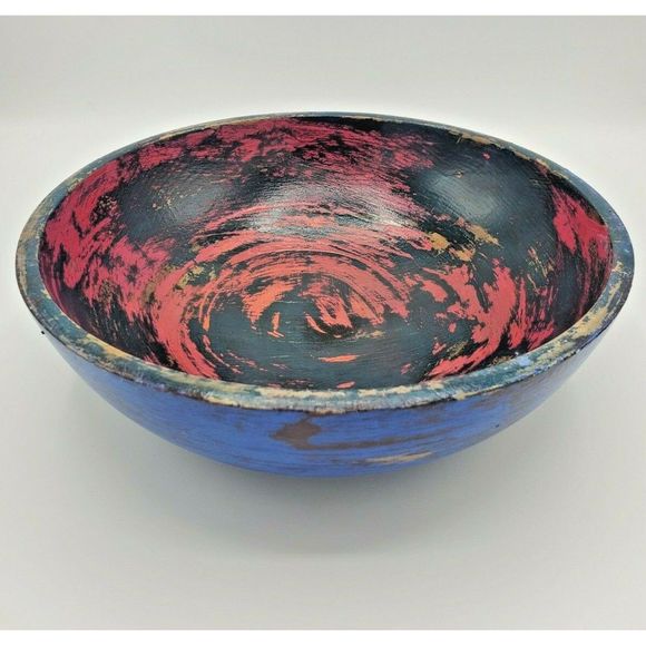 Handmade | Accents | Vintage Wood Bowl Boho Farmhouse Upcycle Decor ...